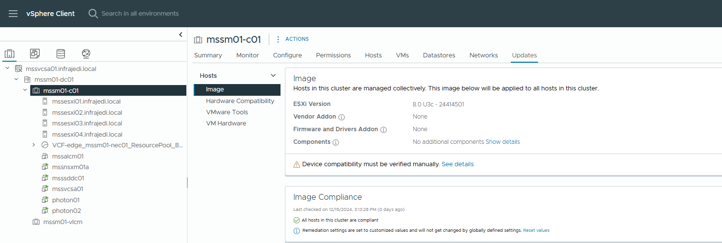 VCF 5.2.1.1 , NSX 4.2.1.1 and ESXi 8.0u3c (vLCM) upgrade – vTAM