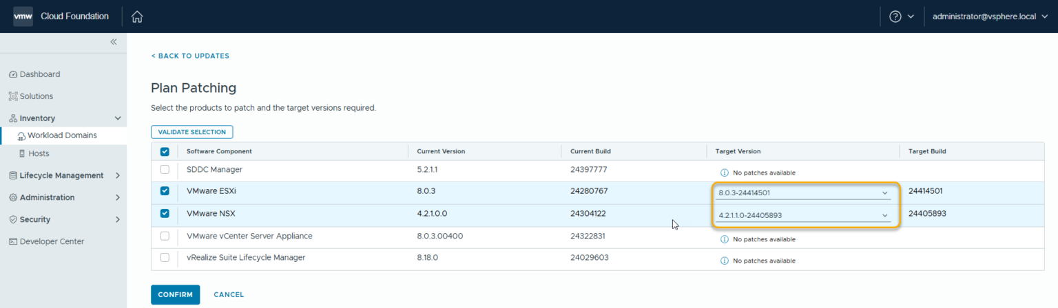 VCF 5.2.1.1 , NSX 4.2.1.1 and ESXi 8.0u3c (vLCM) upgrade – vTAM
